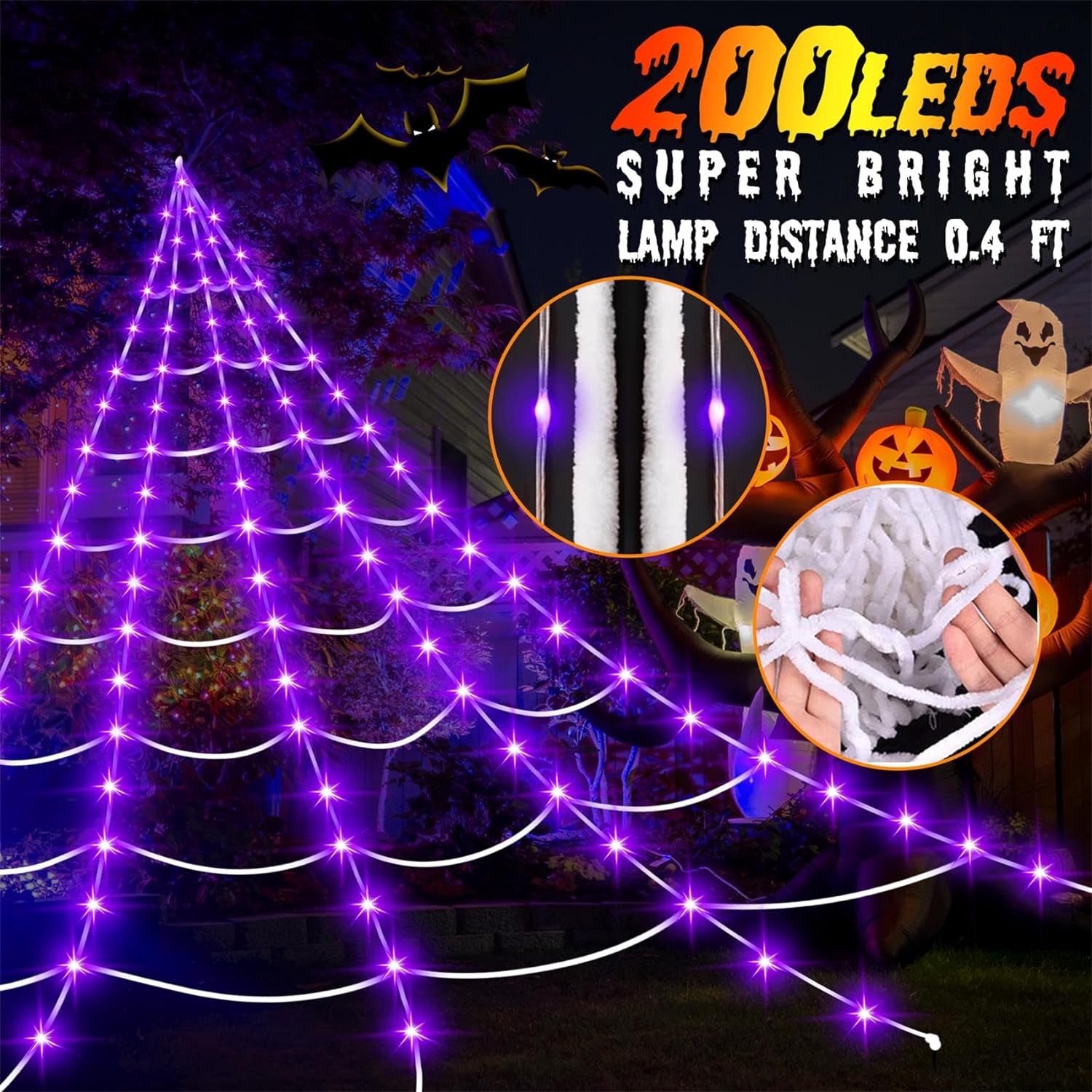Halloween Decoration Outdoor Spider Web Lights Review | Conscious Buys